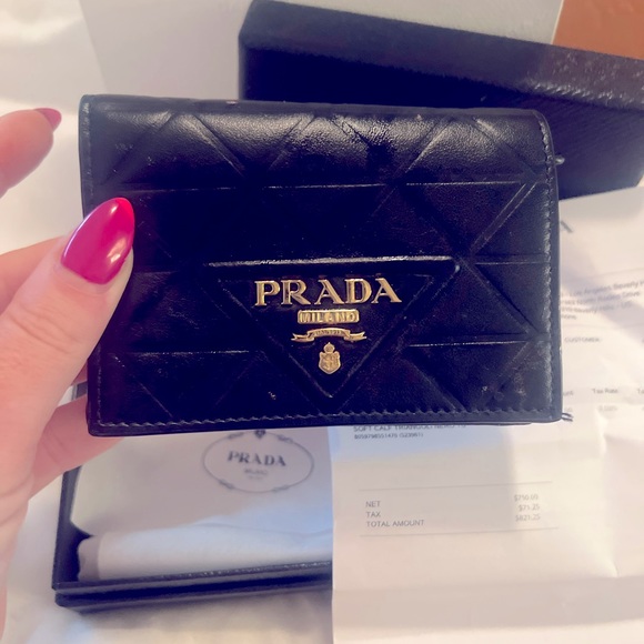 Prada | Bags | Authentic Prada Wallet Black Calf Skin | Poshmark